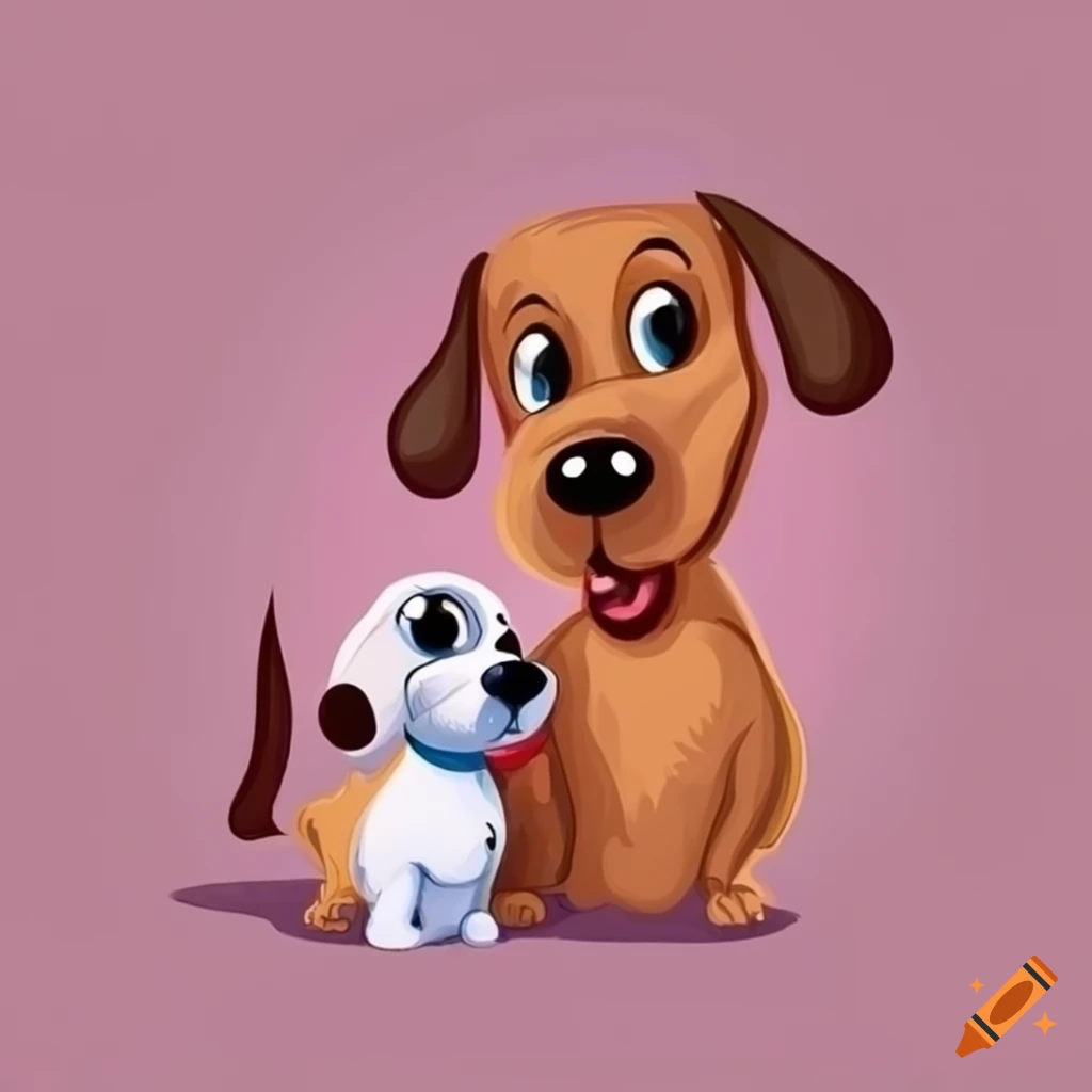 A heartwarming illustration of a dog and its adorable puppy in disney ...
