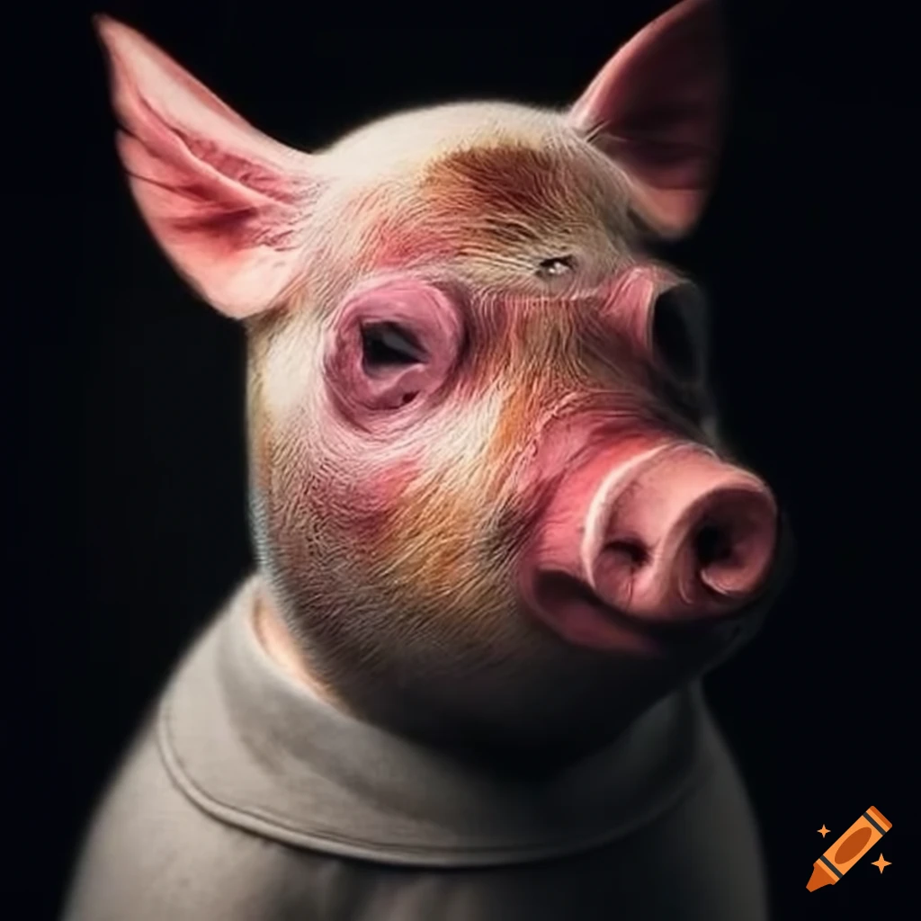 Pigs wearing clothes in the style of francis bacon