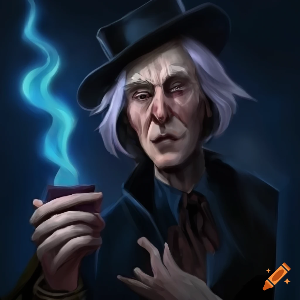 Realistic smug and classy sorcerer wearing a top hat on Craiyon