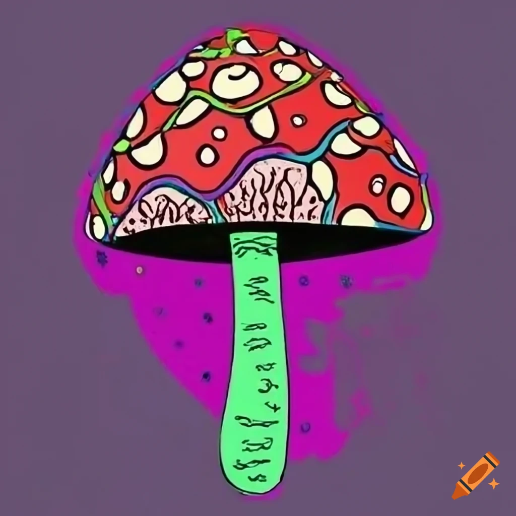 Trippy mushroom pop art on Craiyon
