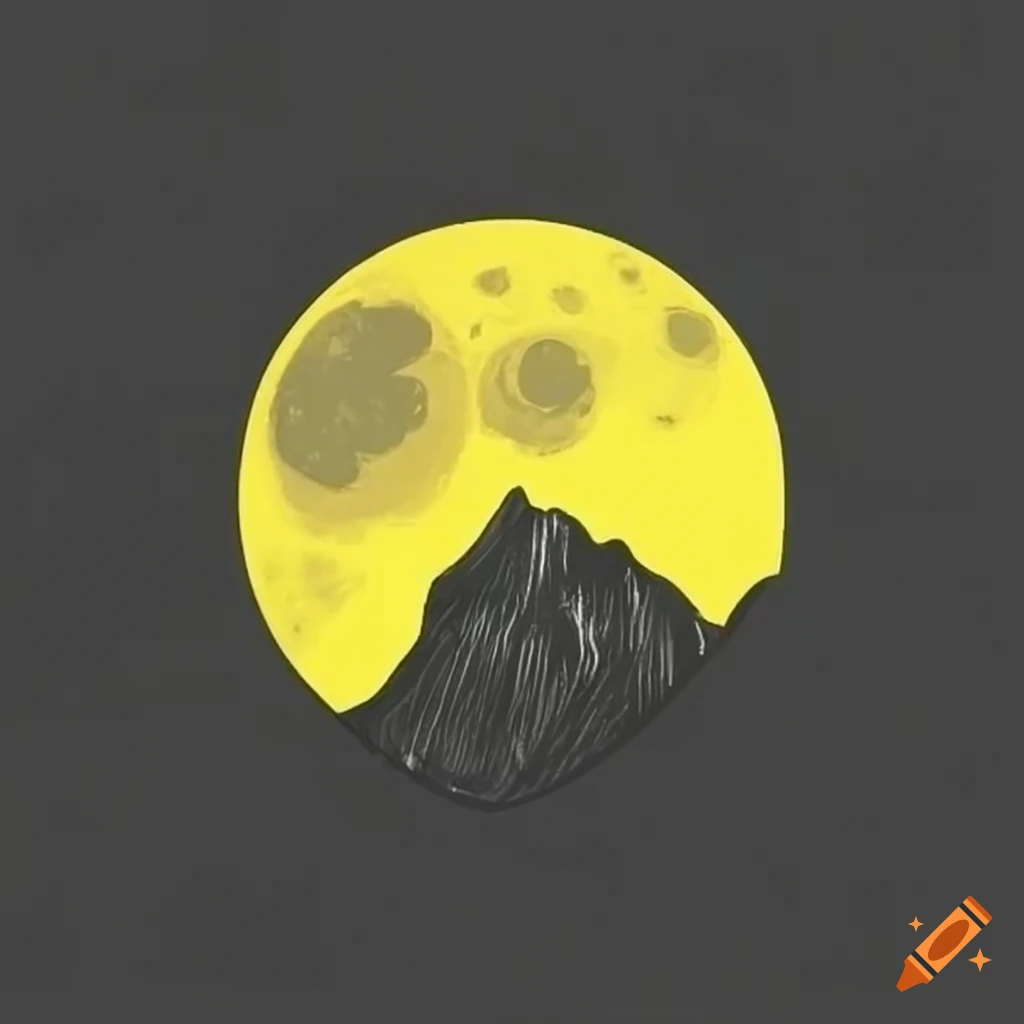 Man mountain moon yellow on Craiyon