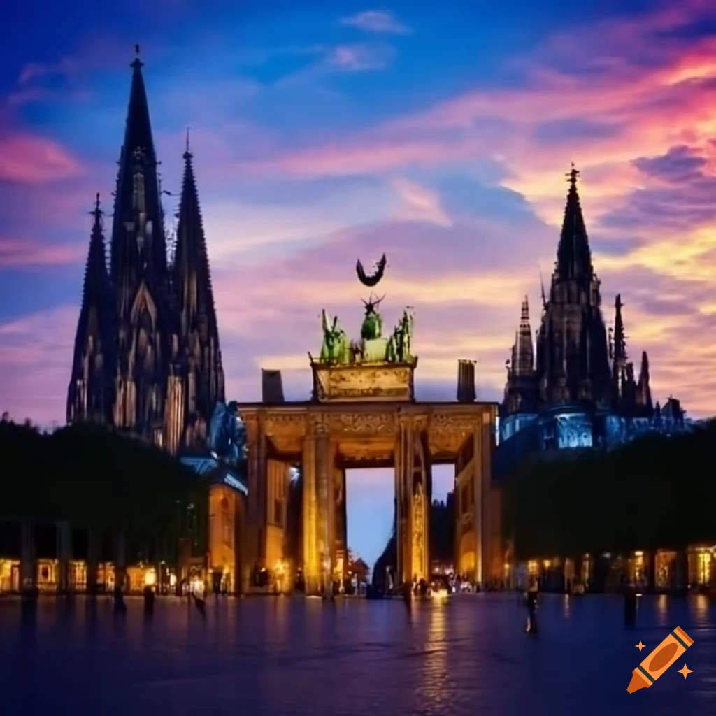 The iconic brandenburg gate and cologne cathedral in germany on Craiyon