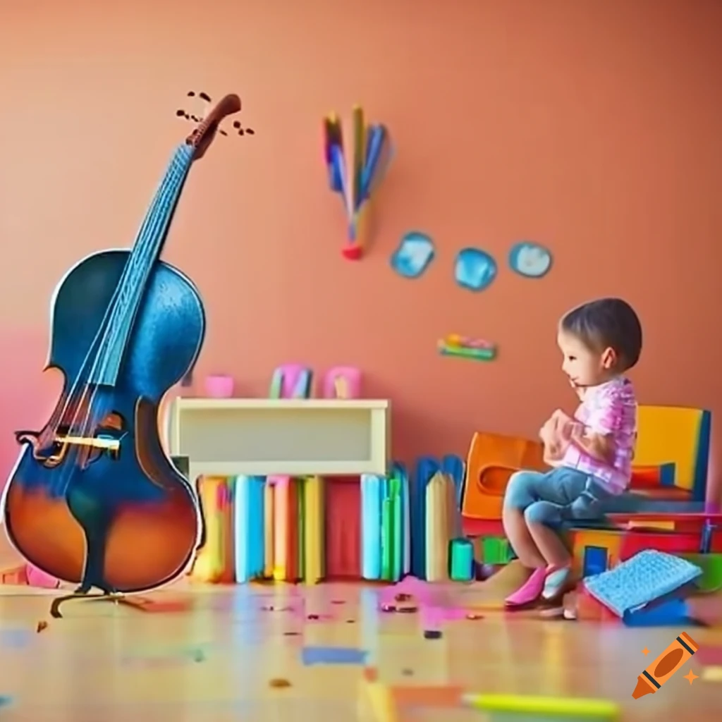 Kindergarten music room with instruments children on Craiyon