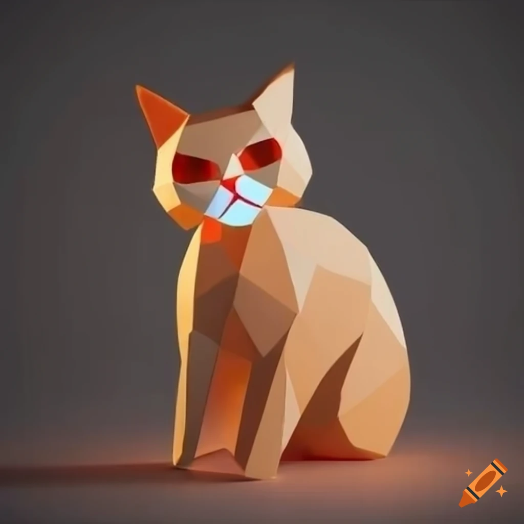 Ginger cat made of geometric shapes
