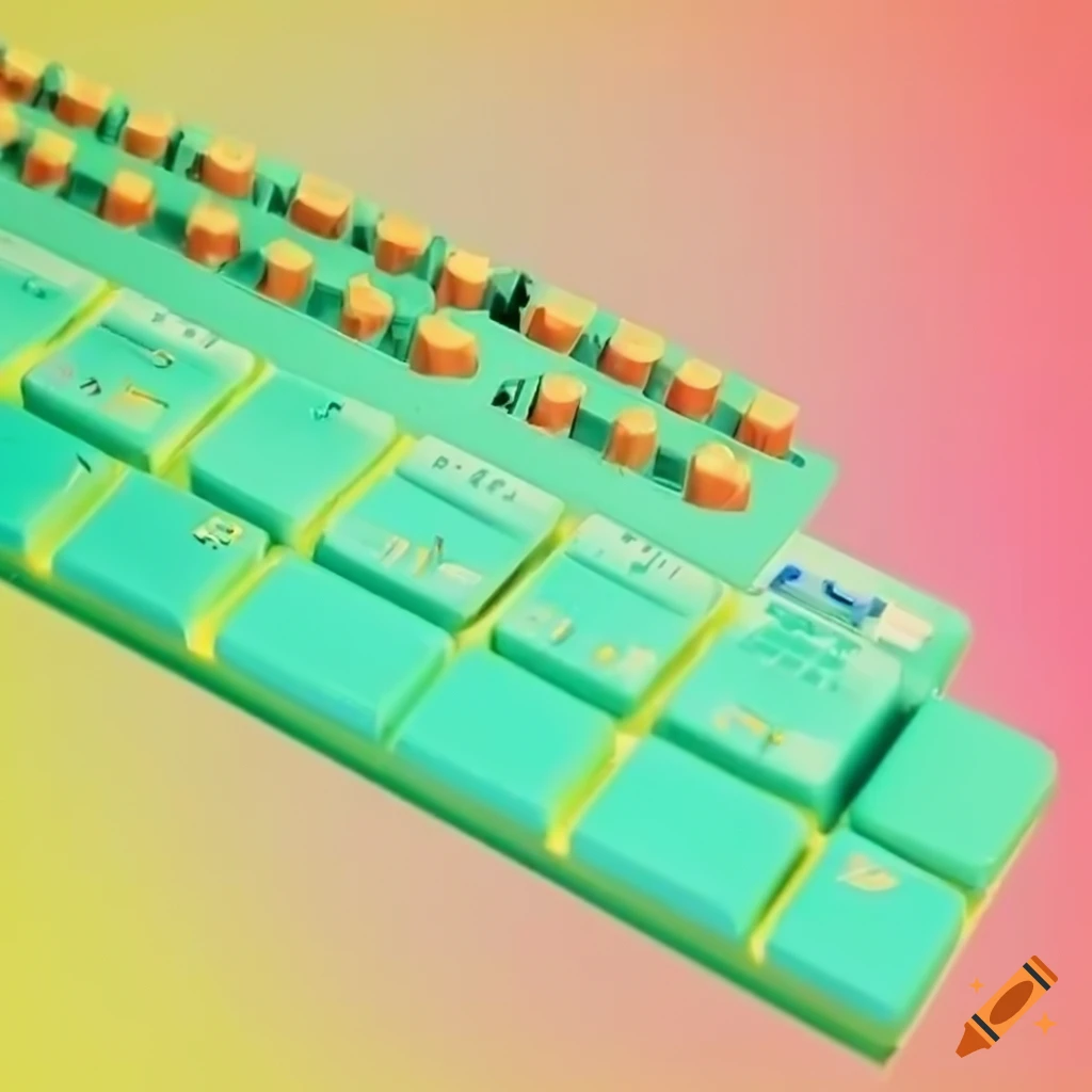 Close up of a synthesizer keyboard seen from the top. Cinematic photo ...