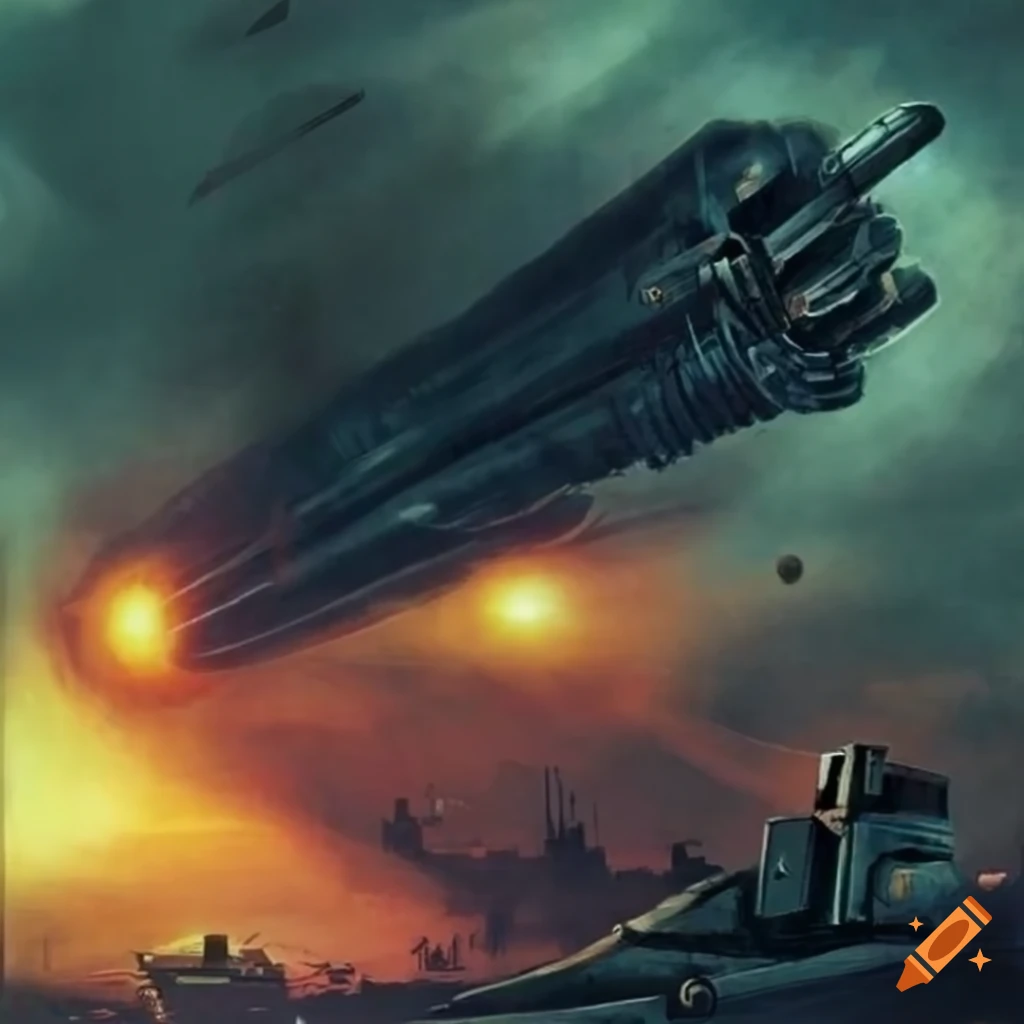 70s sci fi artillery dark art on Craiyon