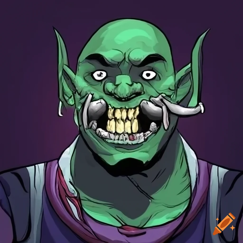 Grumbo story-belcher the orc bard handsome on Craiyon