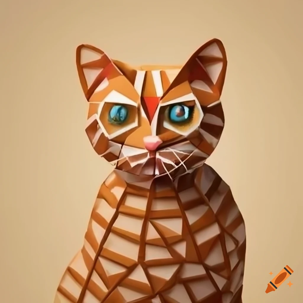 Ginger cat made of geometric shapes on Craiyon