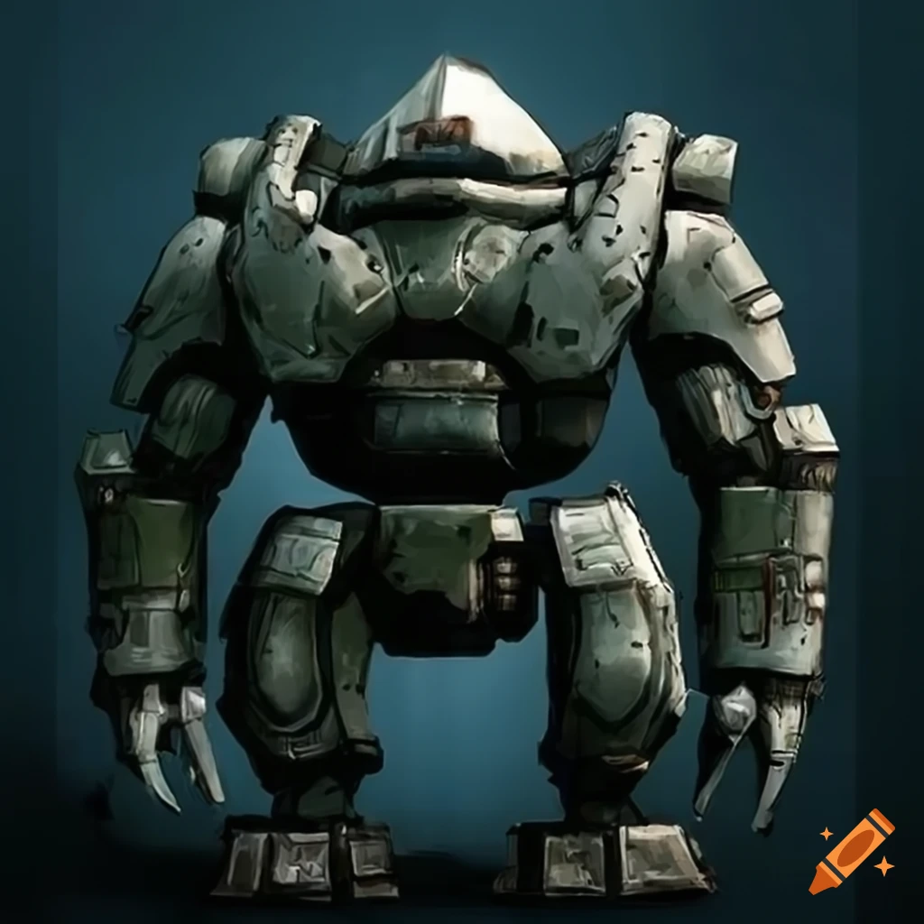 Medieval mech suit by a misty lake on Craiyon