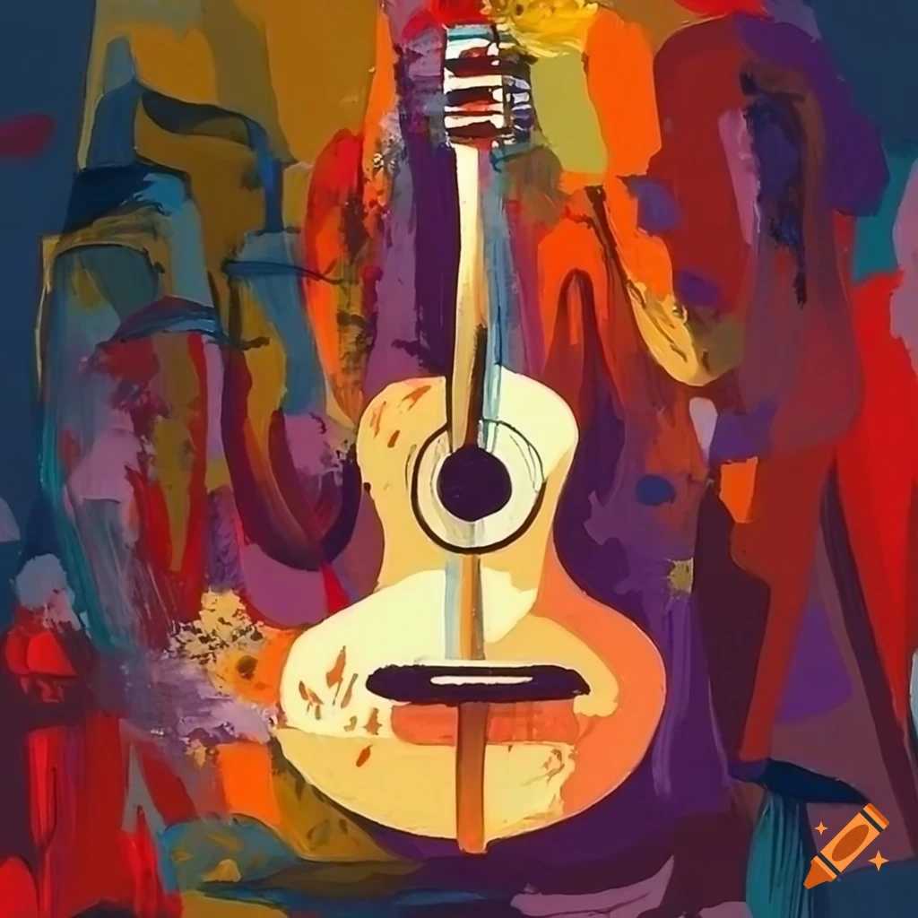 Abstract oil painting of portuguese fado music