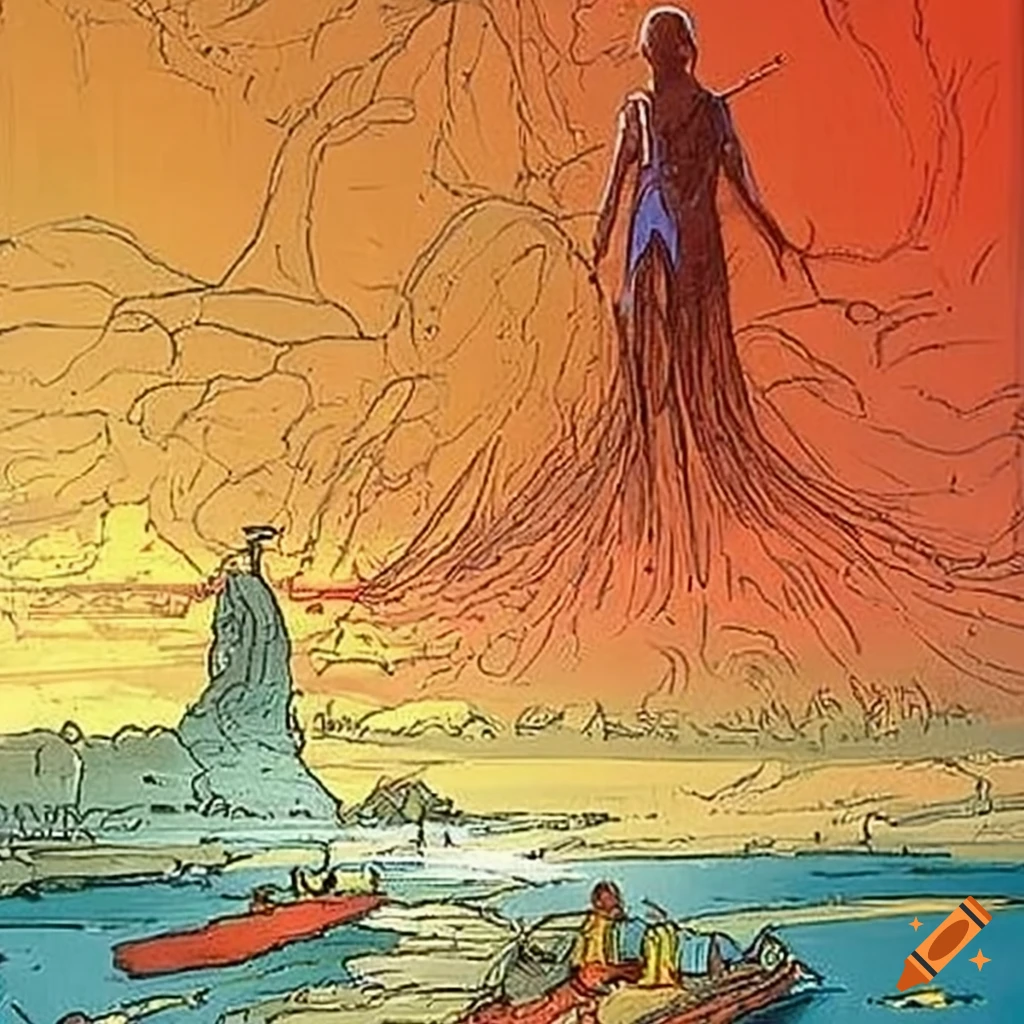 Moebius lightspeed art on Craiyon