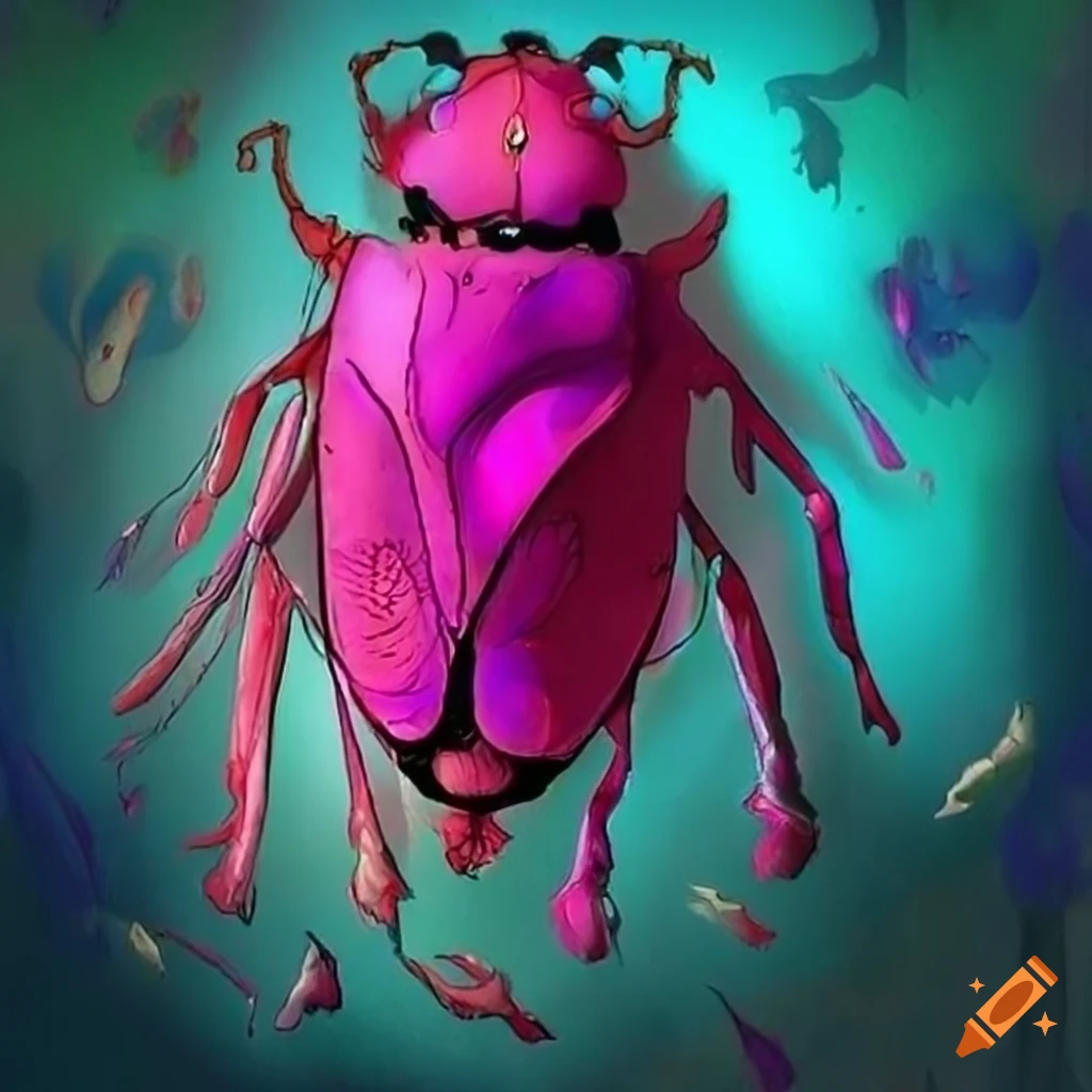 Vibrant artistic pink bugs on Craiyon