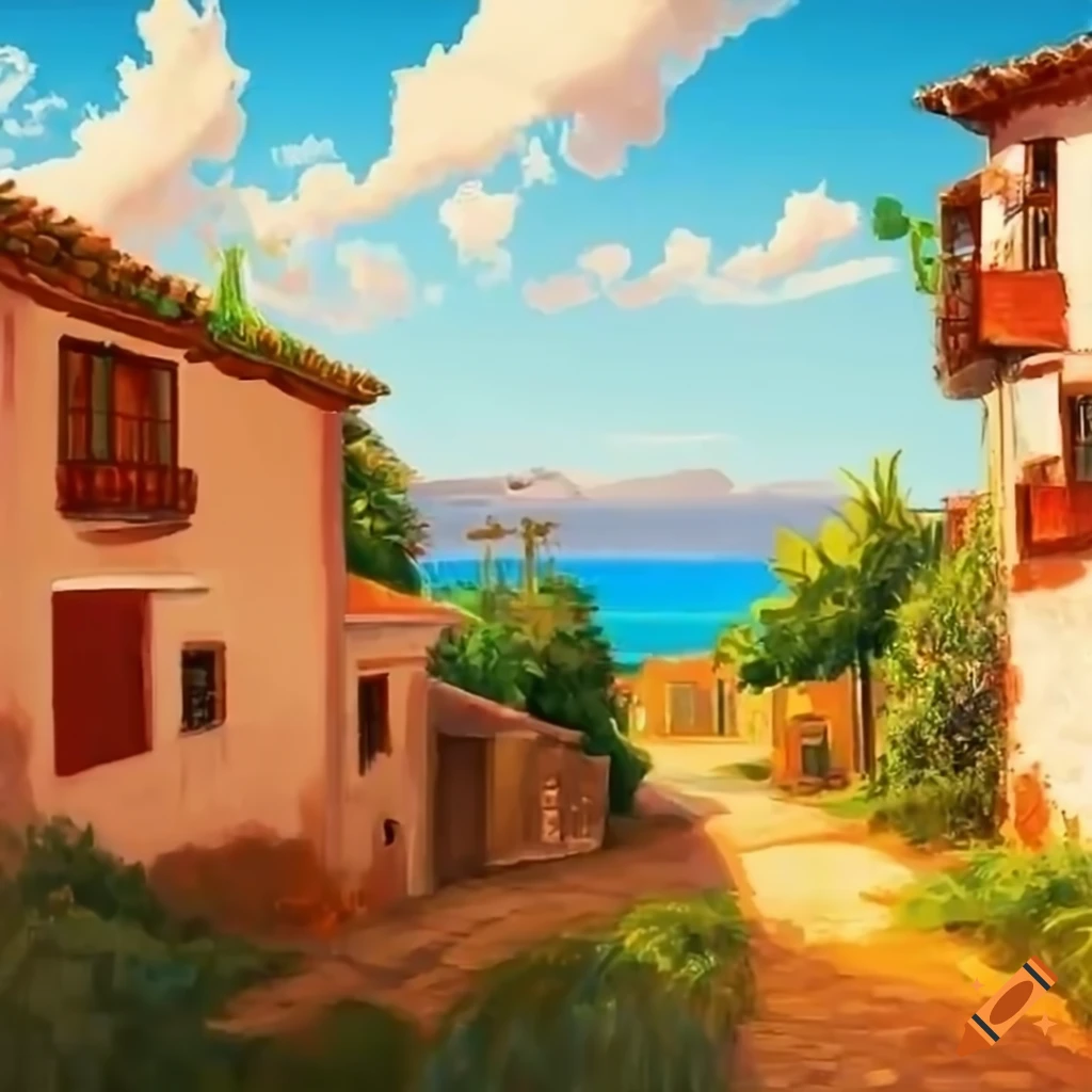 Summertime in a spanish village, realistic