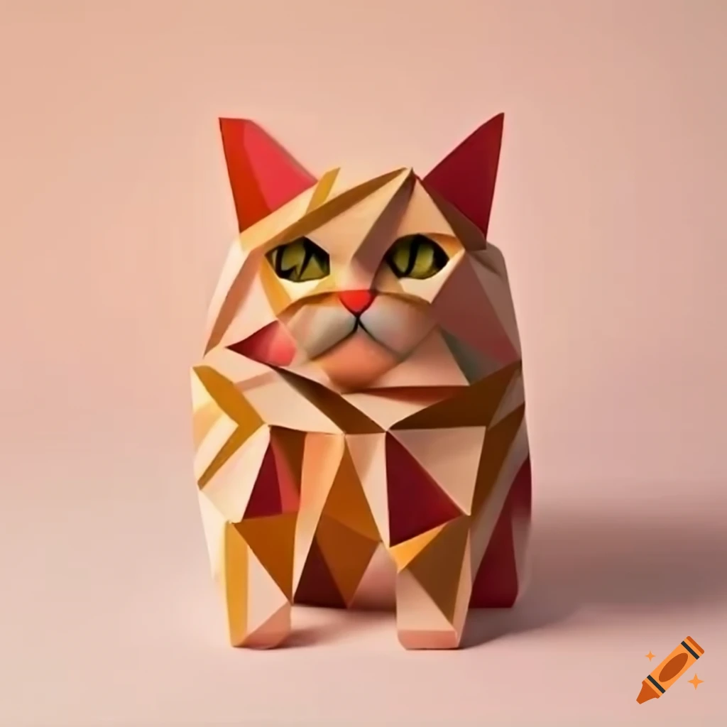 Ginger cat made of geometric shapes on Craiyon