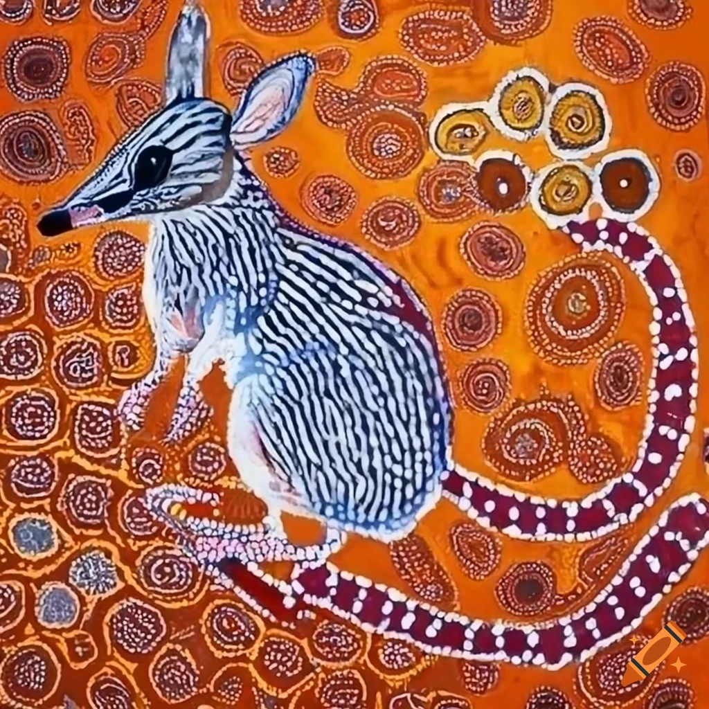 A bilby in traditional Australian Aboriginal art on Craiyon