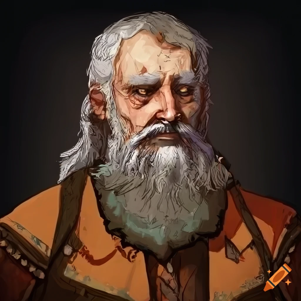 Create a picture for game dialogue system to use of an old man with ...