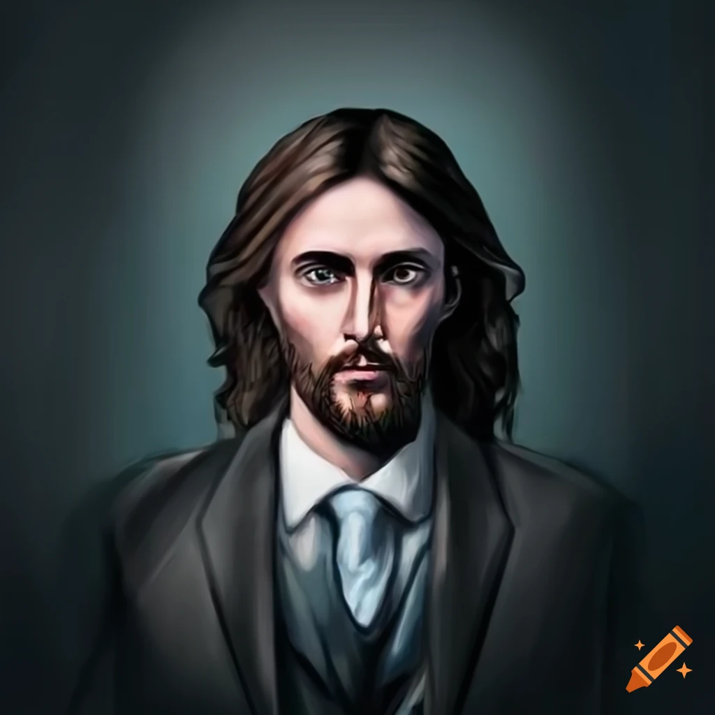 Portrait of jesus as a modern politician wearing a suit on Craiyon