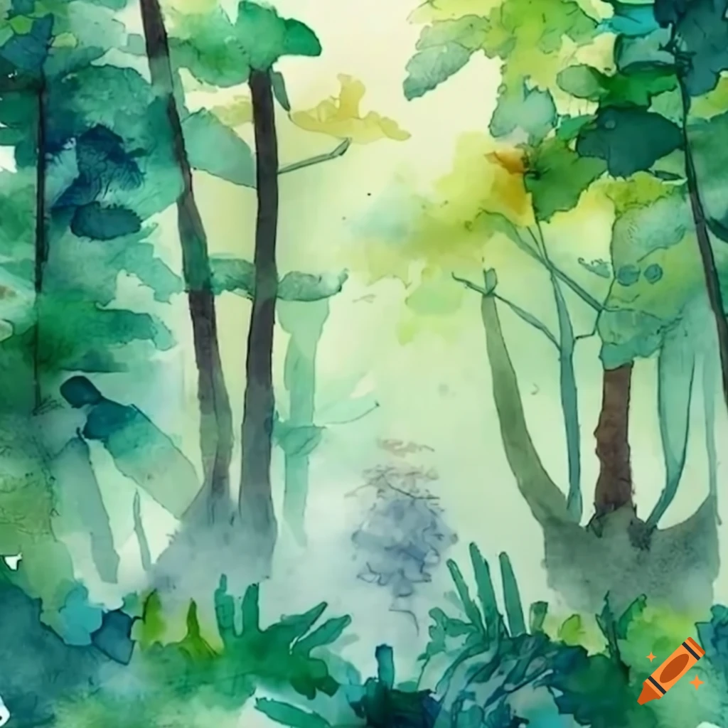 Lush forest teeming with diverse plants and adorable wildlife