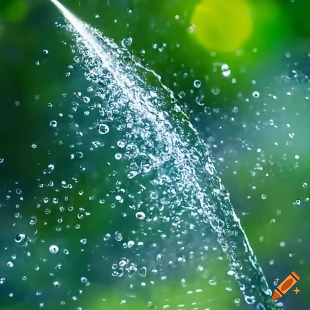 Water spray on a hot summer day