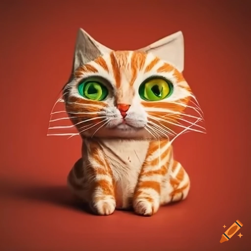 Ginger cat made of geometric shapes