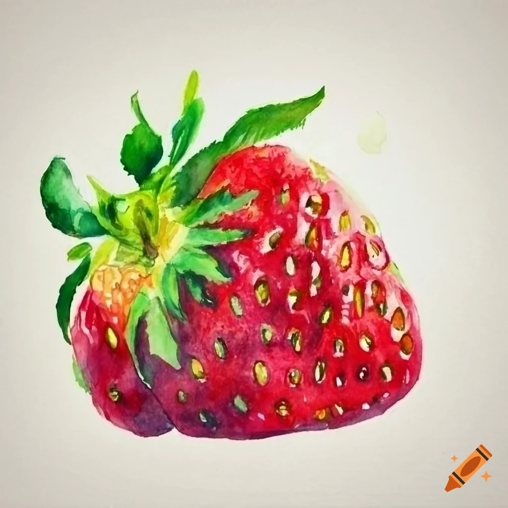 Watercolour painting of strawberries on Craiyon