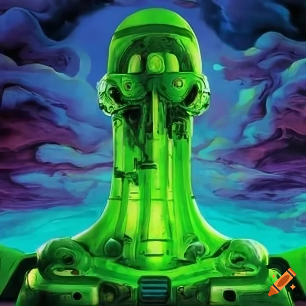 70s sci fi green machine art