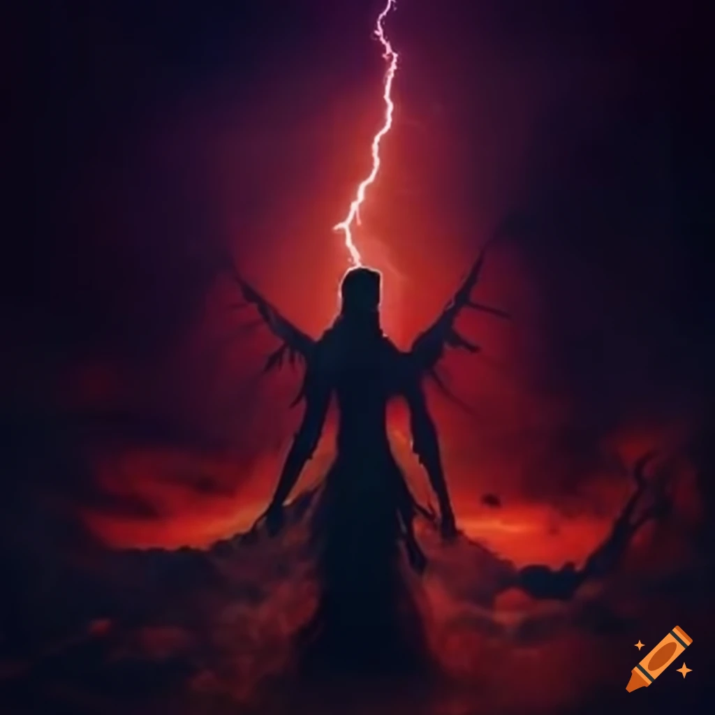 I saw satan fall, a bolt of lightning out of the sky on Craiyon