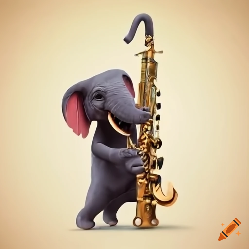 Elefante tocando saxofon on Craiyon