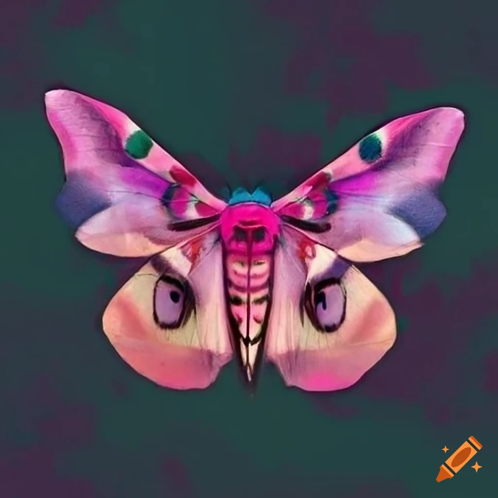 An artistic pink moth on Craiyon