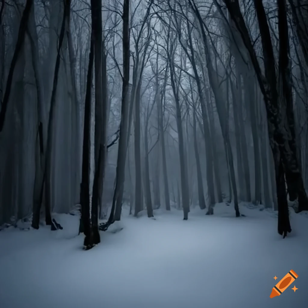 Scary snow forest on Craiyon