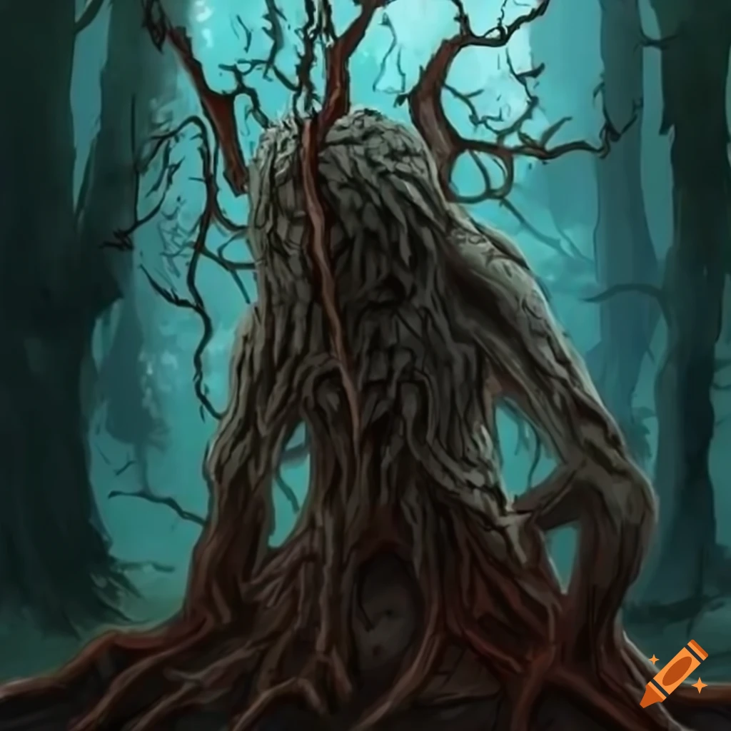Depressed humanoid tree spriggan dungeons and dragons on Craiyon