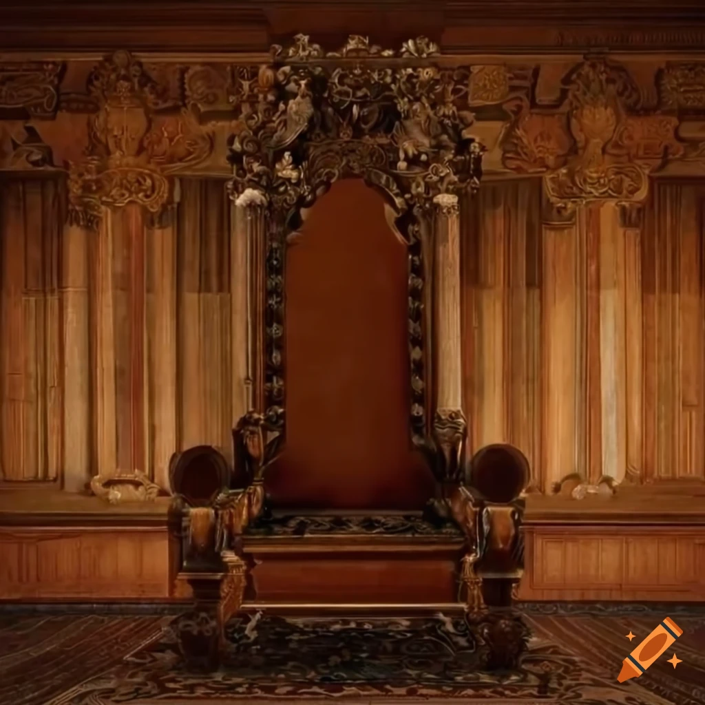 Middle ages, russia, royal palace, spacious room, wooden throne, a lot ...