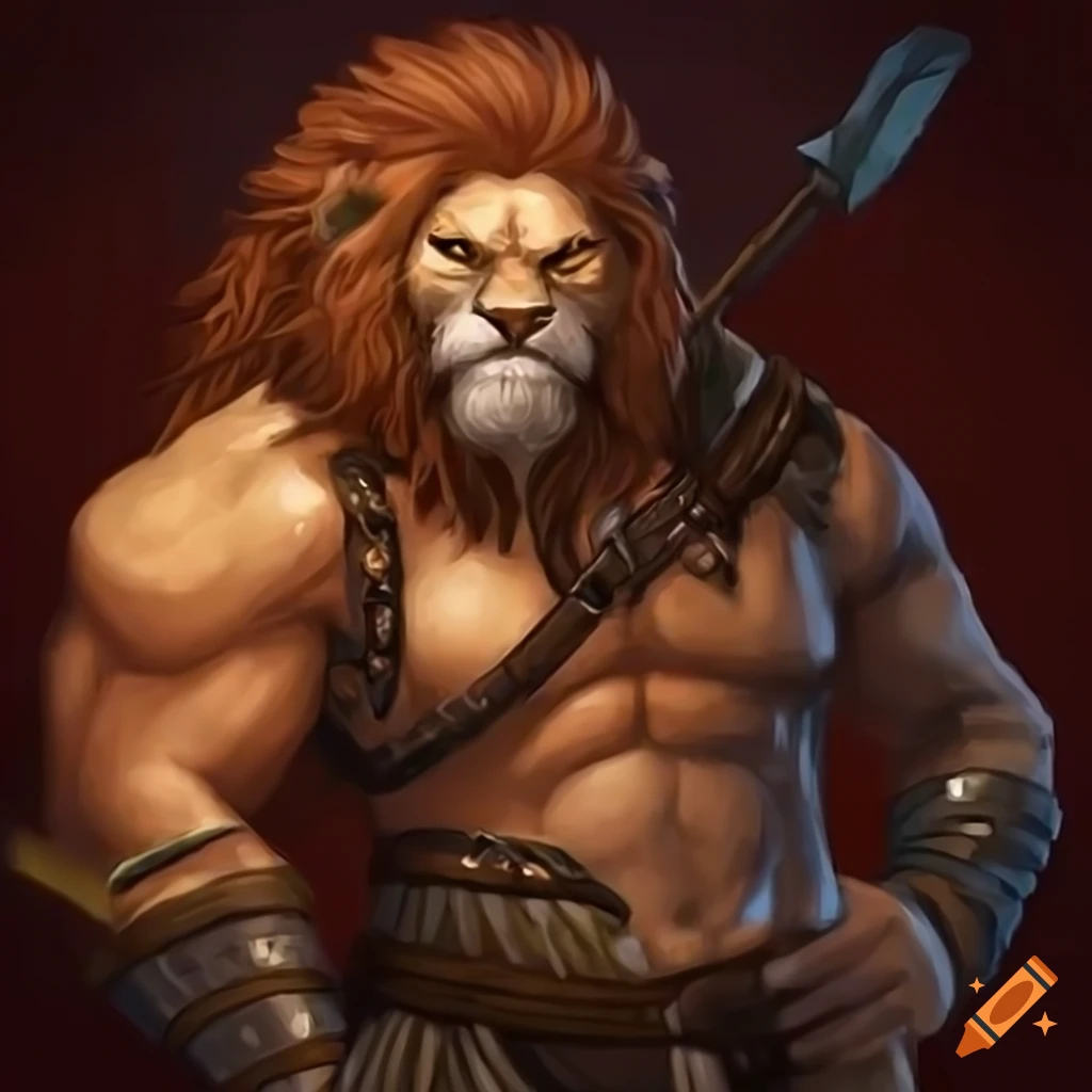 Dnd lionfolk barbarian, 4k, high-detailed, portrait on Craiyon