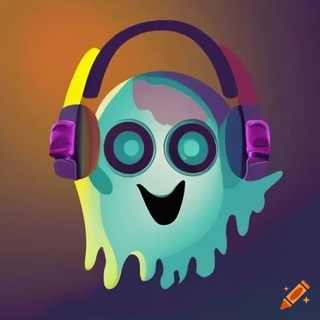 Create a halloween ghost with headsets on Craiyon