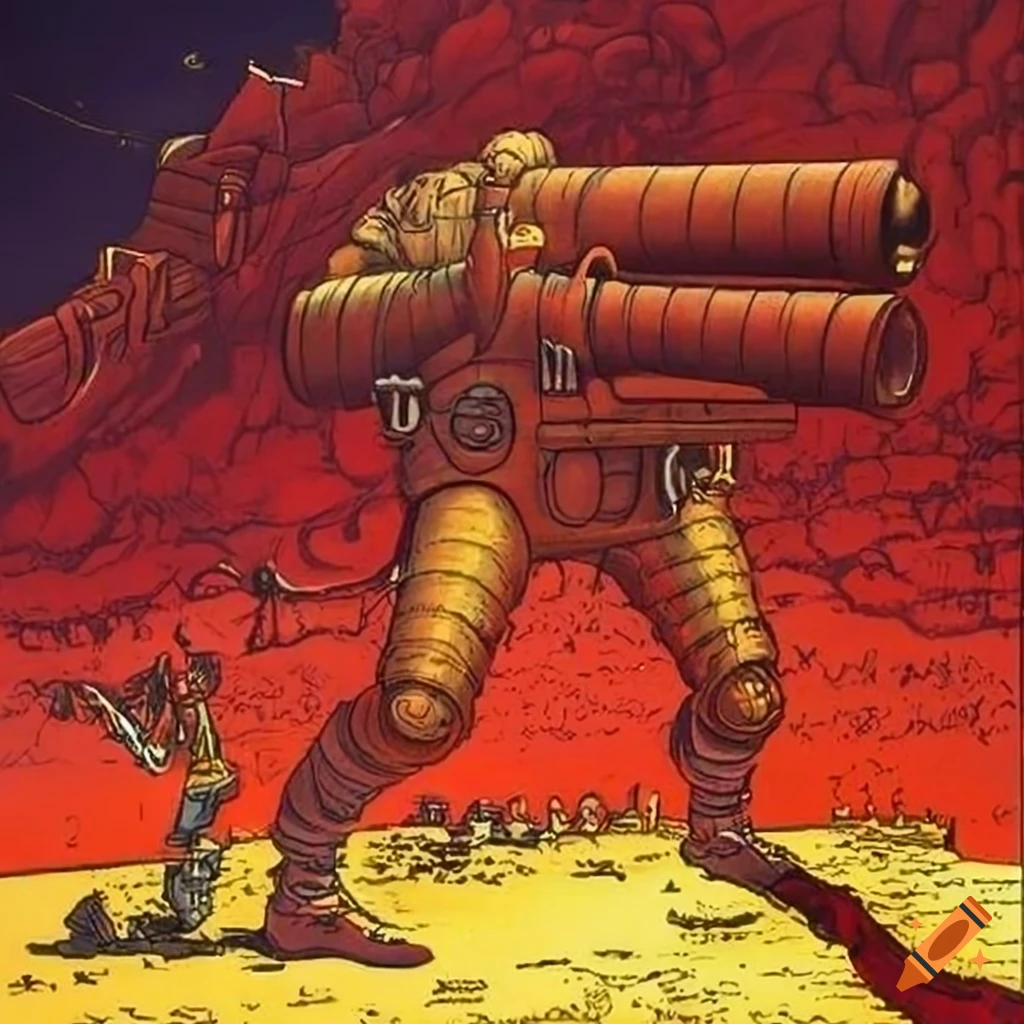 Red cannon attack moebius art