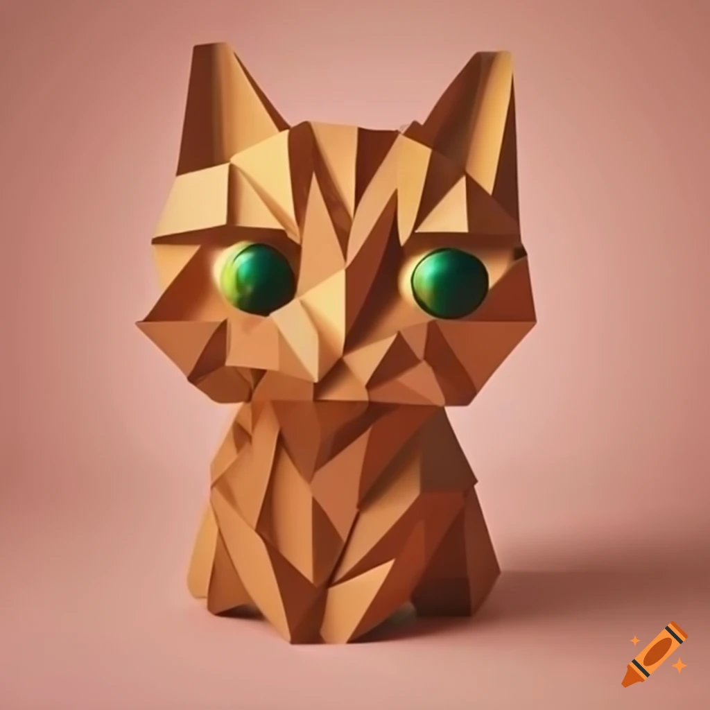 Ginger cat made of geometric shapes