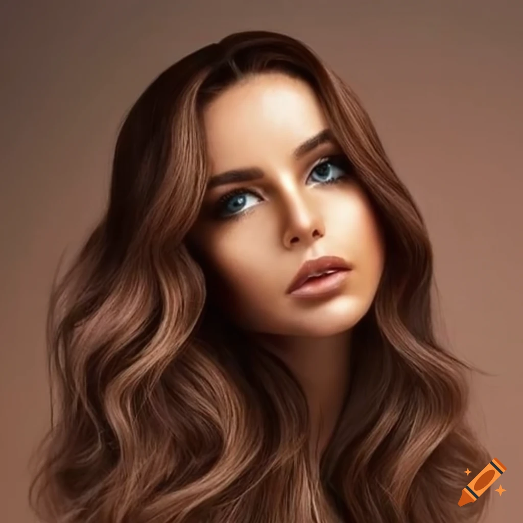 Very beautiful open chocolate brown light-wavy hair on Craiyon