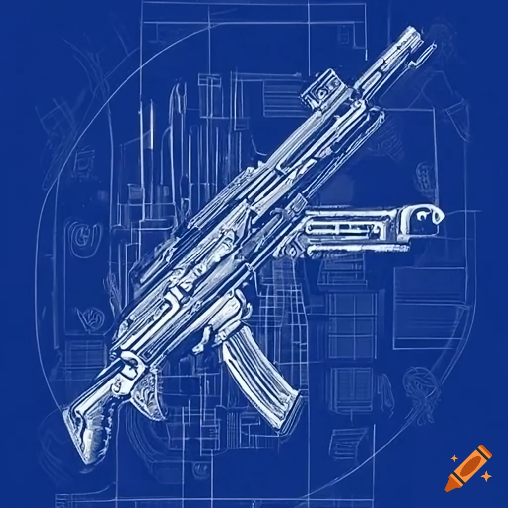 Futuristic firearms in an artistic traditional chinese rain scene ...