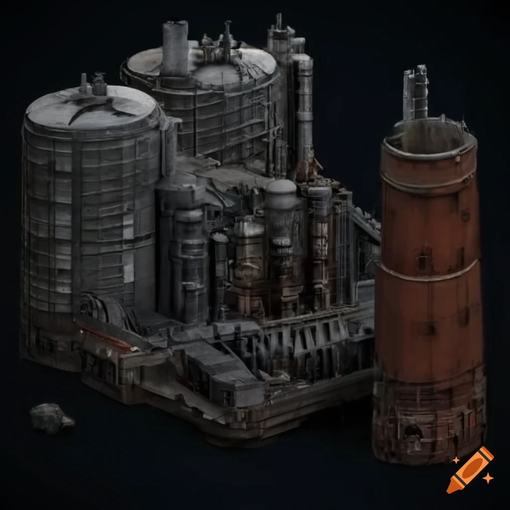 Grimdark, dystopian, sci-fi, industrial refinery on Craiyon