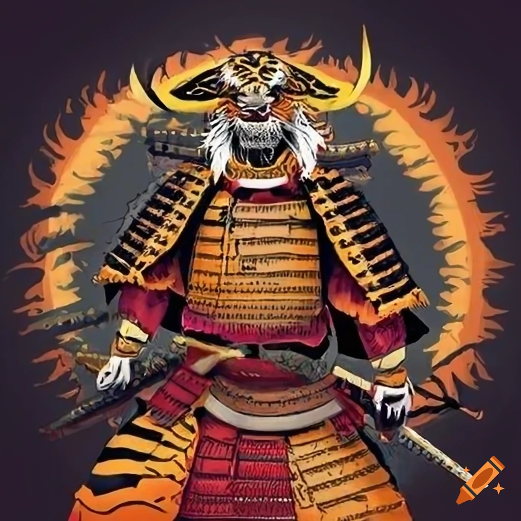 A tiger samurai in japanese art style