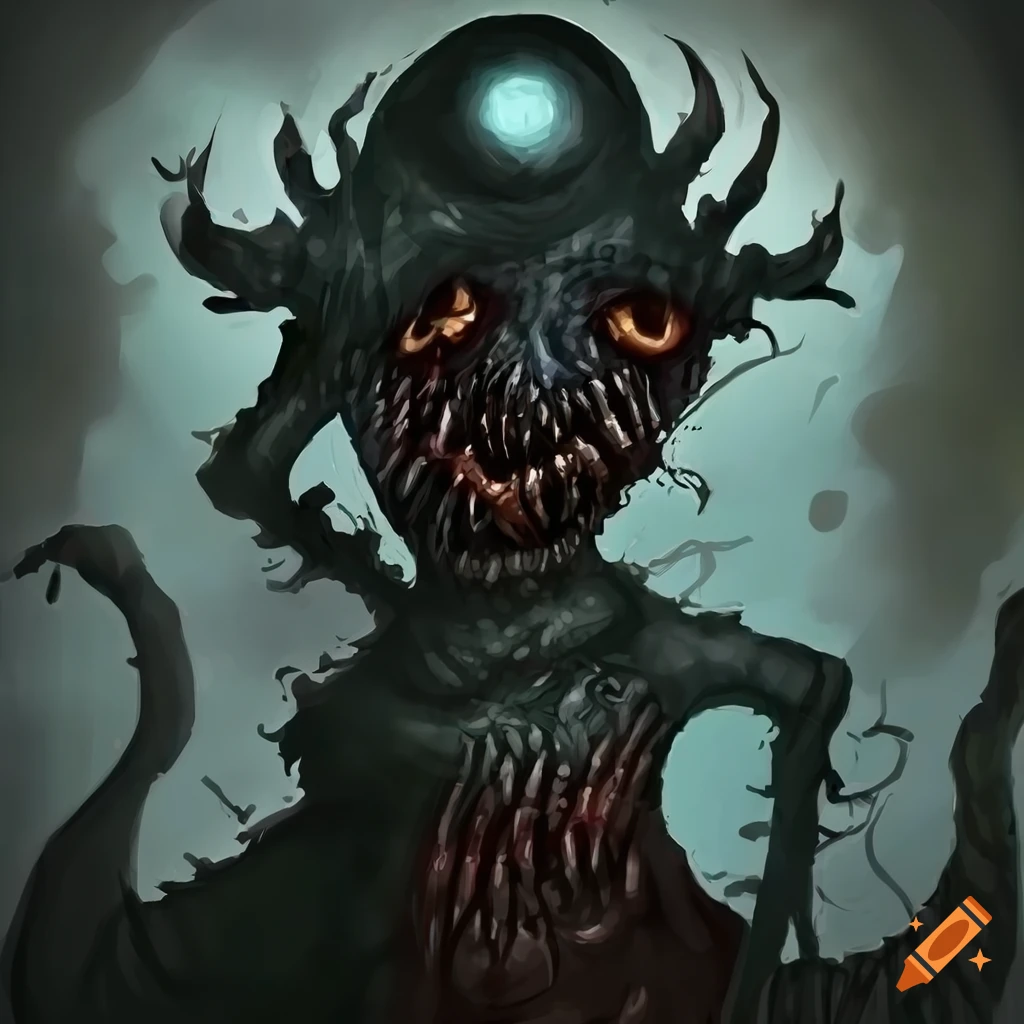 Dark fancy painting of a creepy leech knight, digital art on Craiyon