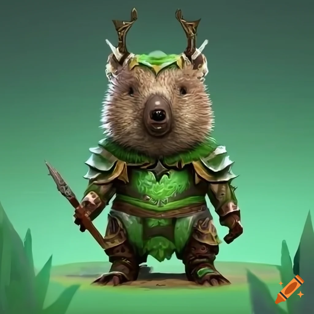 Wombat wearing green druid armor