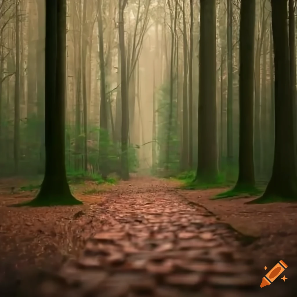 Wide angle cinematic carolinian forest walk