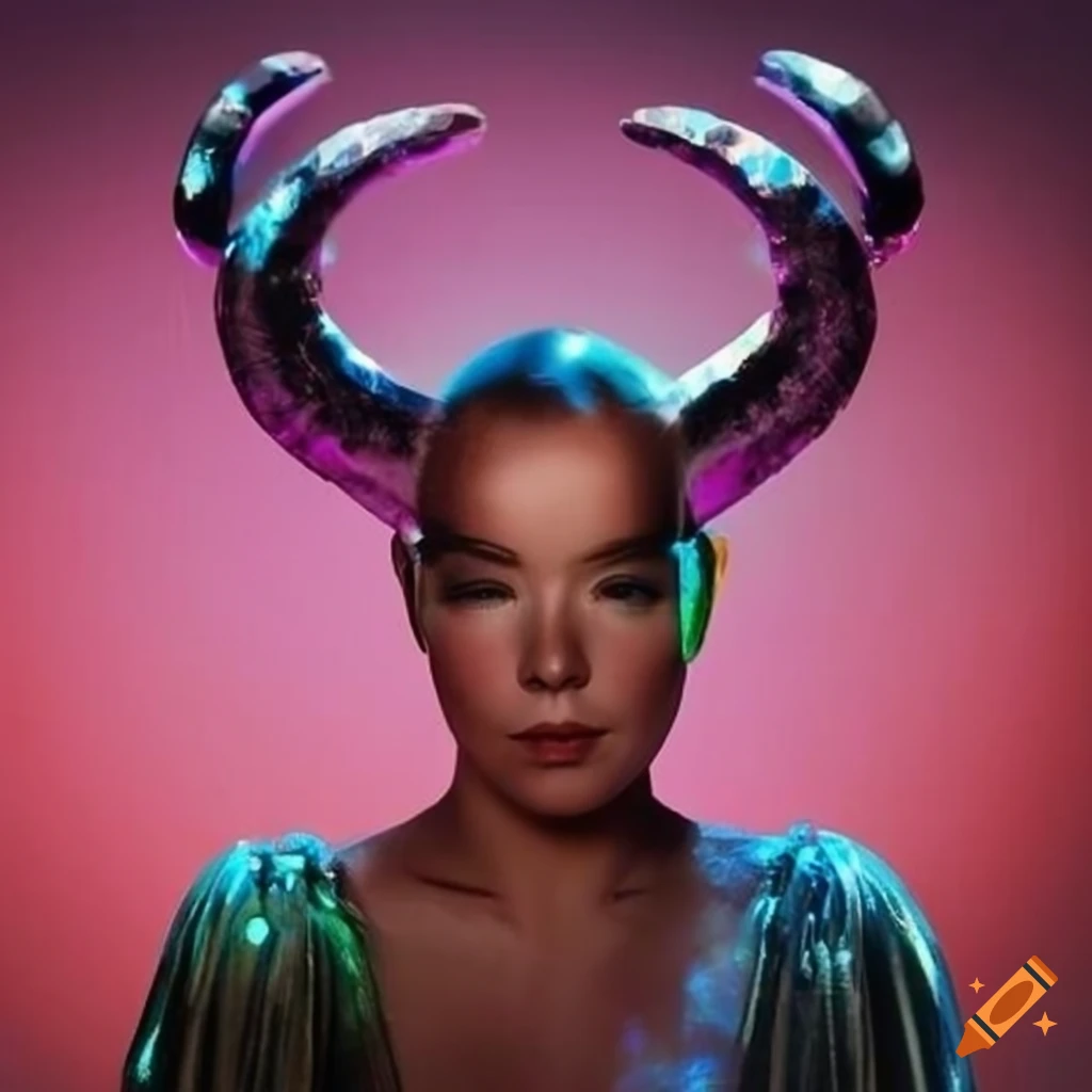 Björk Utopia Album cover with bald and High-Tech-Crystal Design andy ...