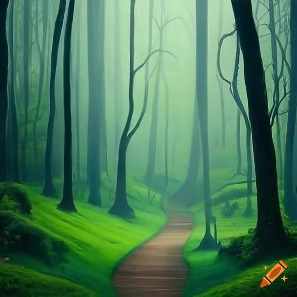 A mysterious enchanted forest on Craiyon
