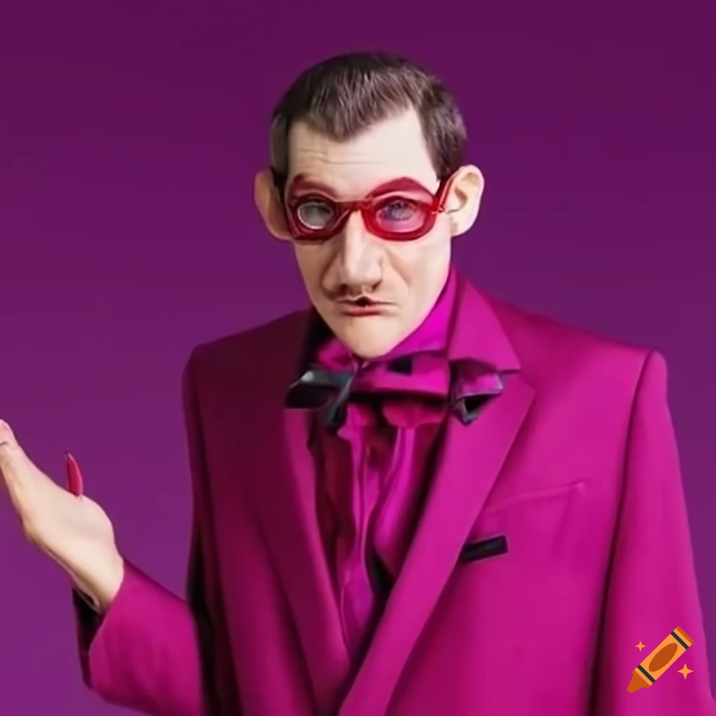 Jonnhy pleepor funny guy magenta suit