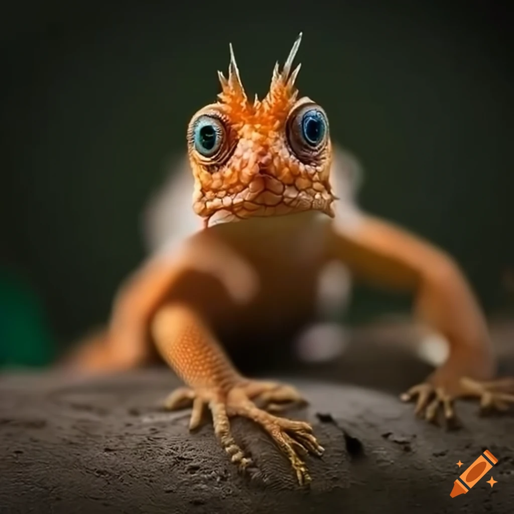 A whimsical hybrid creature inspired by both lizards and roosters on Craiyon