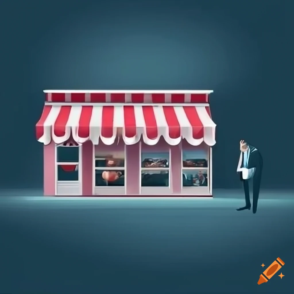 Store without customers and sad businessman on Craiyon