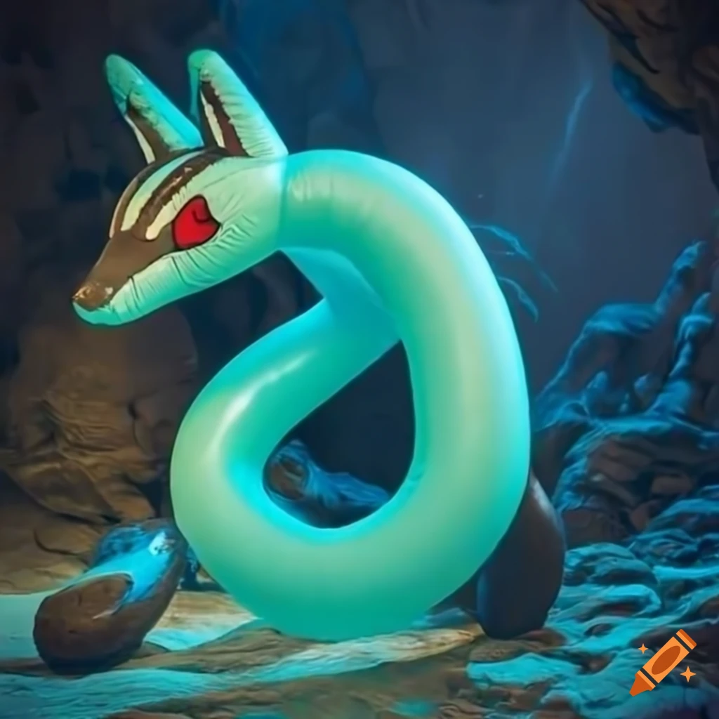 Close-up of a Large Long inflatable Snake-looking Lucario Creature ...