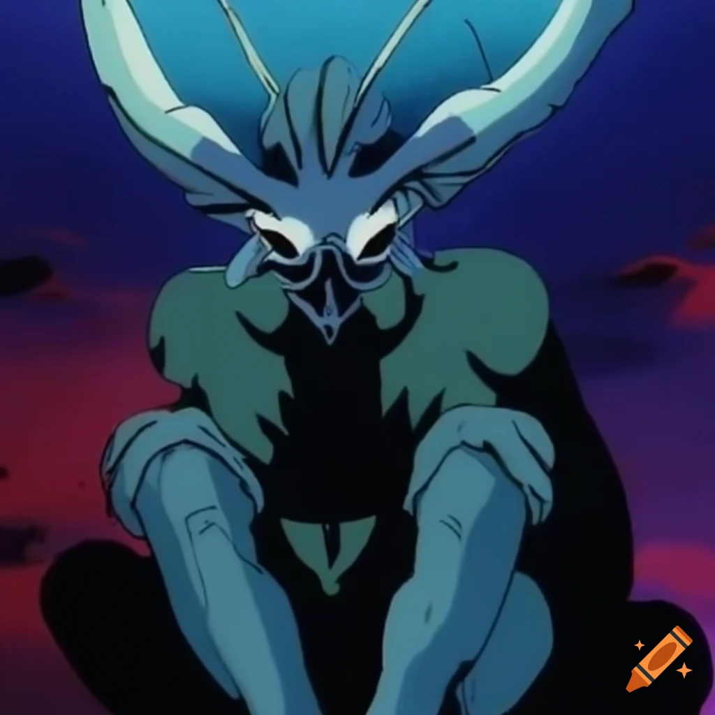 80-90'S anime OVA, insect humanoid on Craiyon